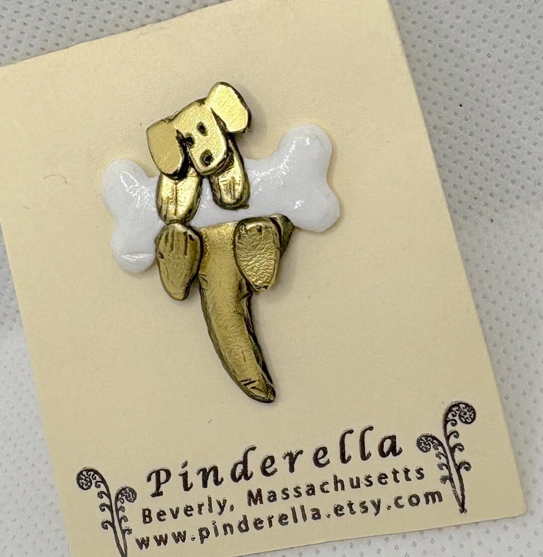 Dog With a Bone Pin Brooch - Etsy