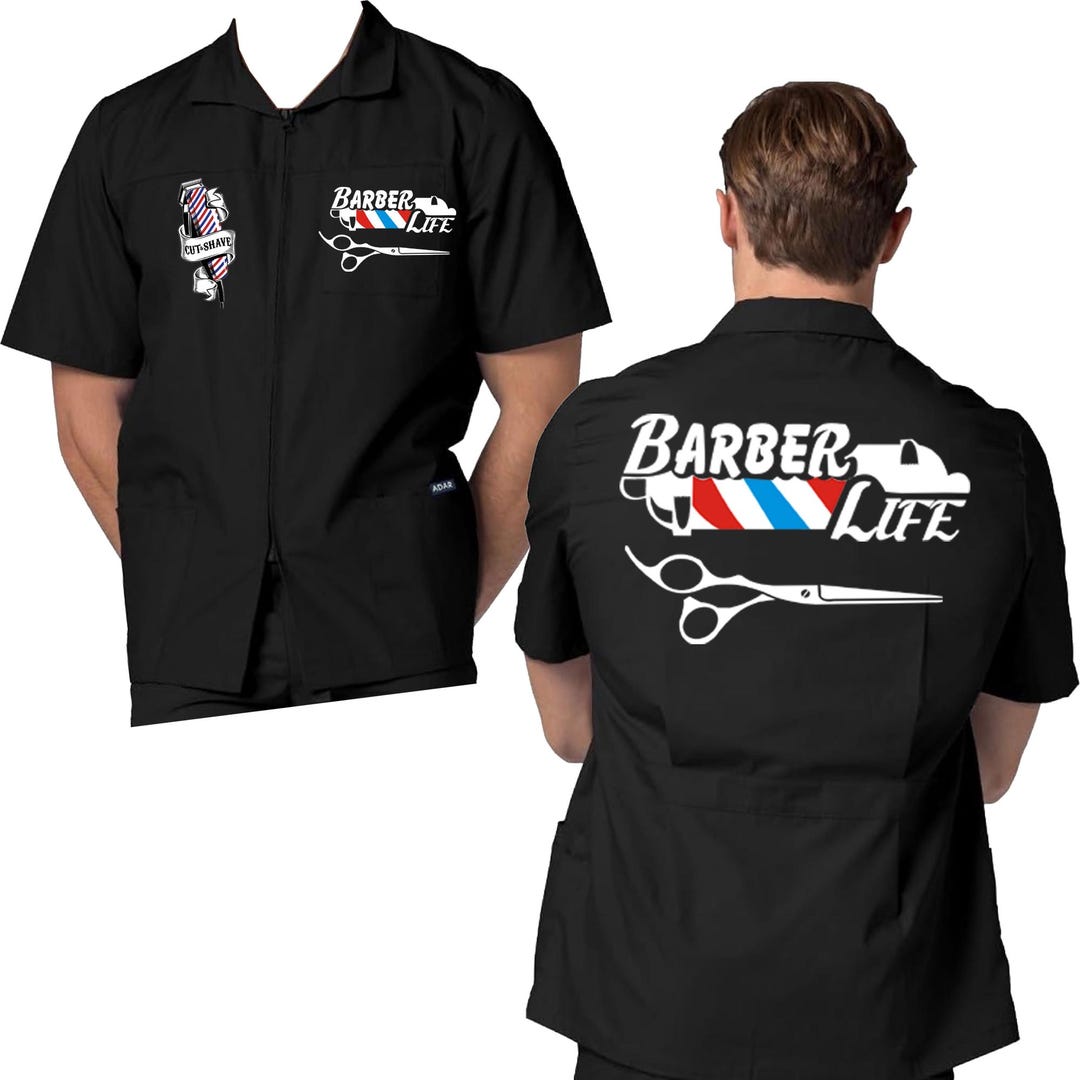 Barber Jacket Barbershop Full Sleeve Haircut Smock Barber Uniform ...