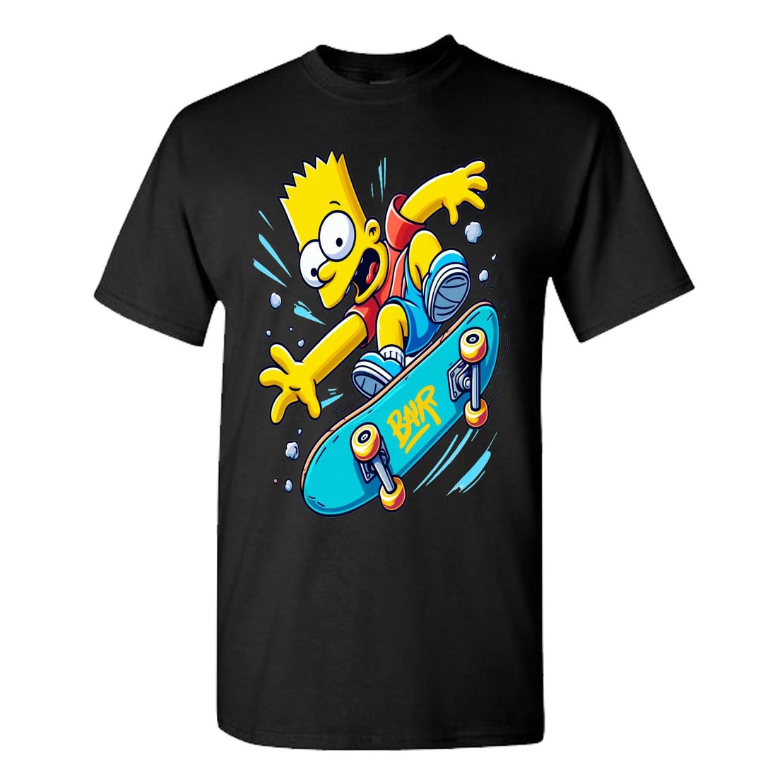 Simpson Style T-shirt: Bart Skateboard DTF Print - Etsy