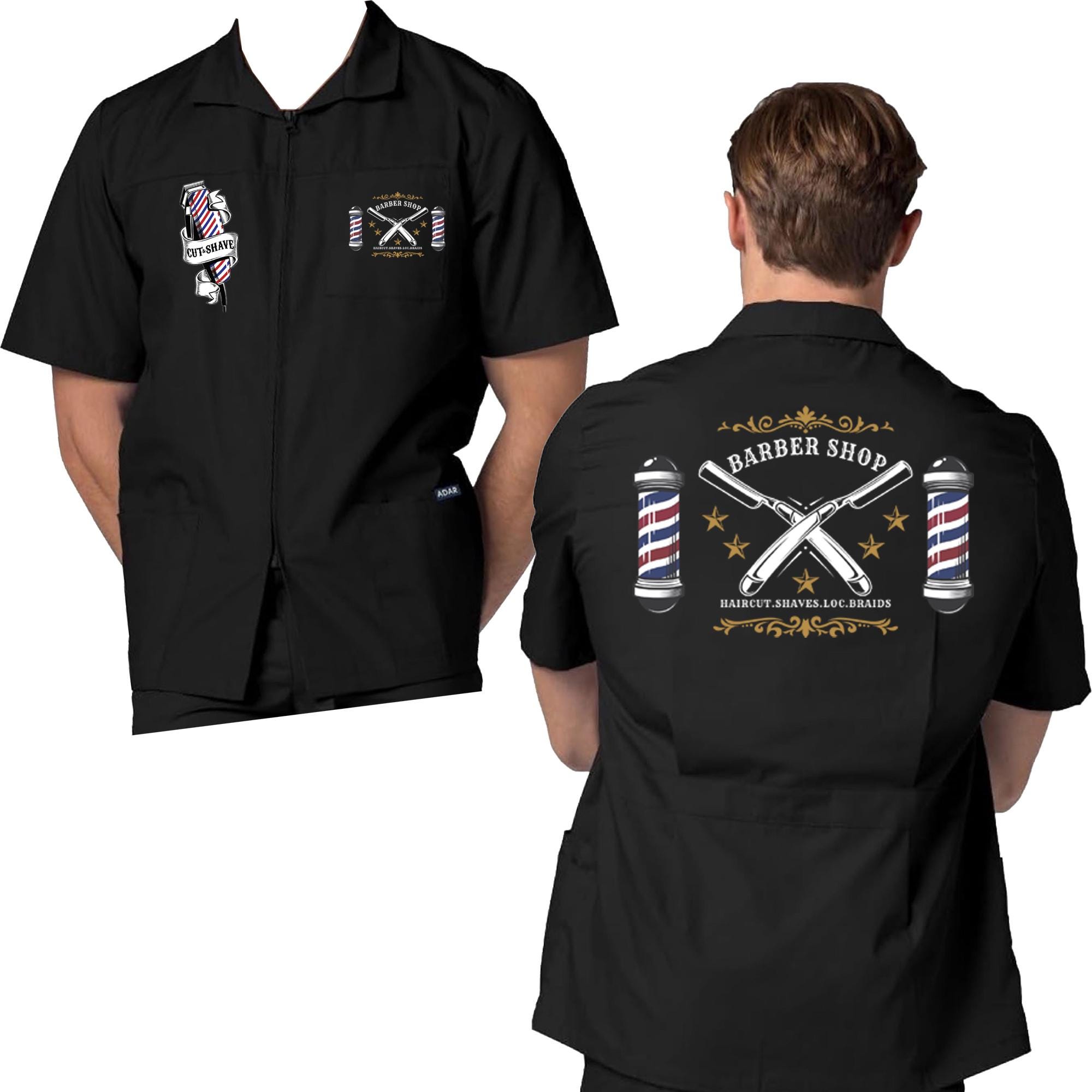 Barber Jacket Barbershop Full Sleeve Haircut Smock Barber Uniform ...