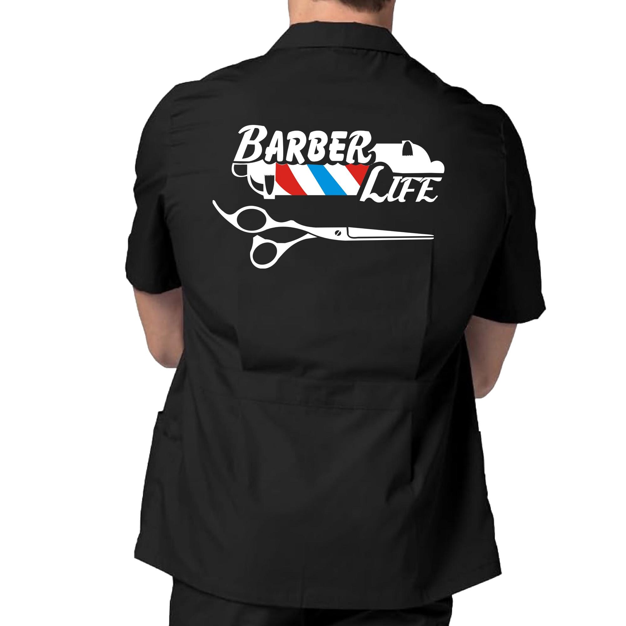 Barber Jacket Barbershop Full Sleeve Haircut Smock Barber Uniform ...