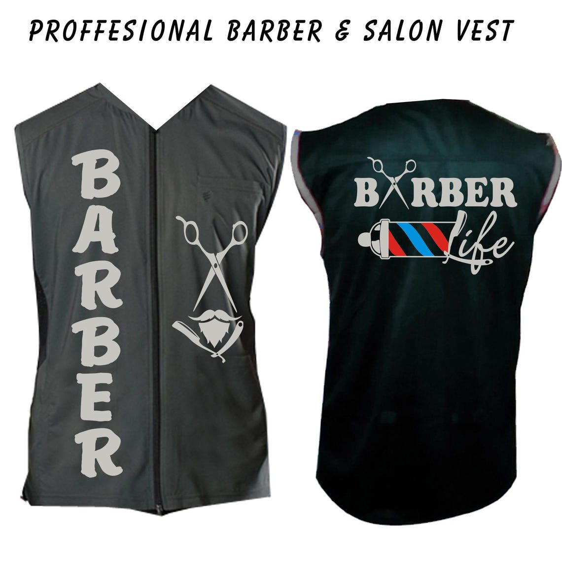 Professional Barbershop Uniform Barber Vest Salon Uniform Hair Cutting ...