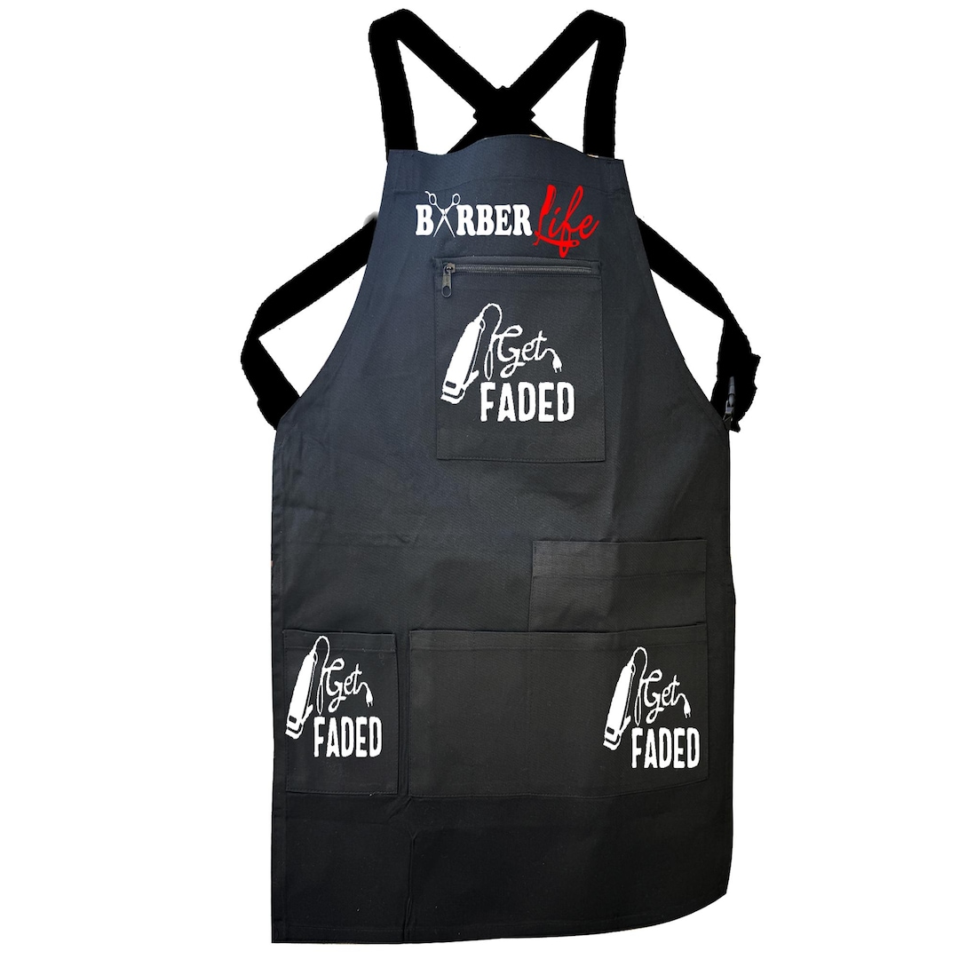 Professional Barber Apron: Black Denim, Adjustable Cross-back Straps - Etsy