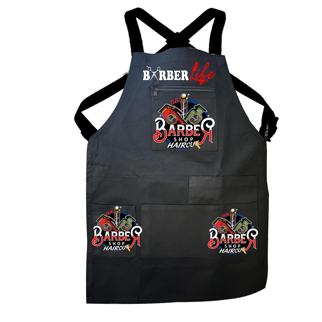 Black Denim Barber Apron: Unisex Salon Uniform With Pockets - Etsy