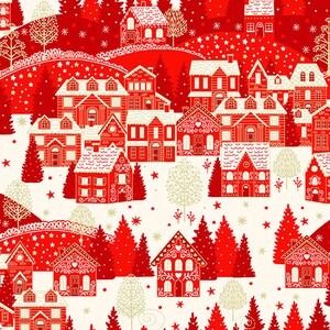 SCANDI 2022 Scandinavian Nordic Christmas Fabric Red Gray White Gold ...