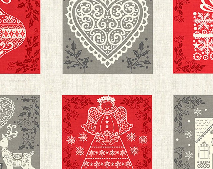 SCANDI Panel Scandinavian Christmas Fabric Red Gray Andover Makower ...