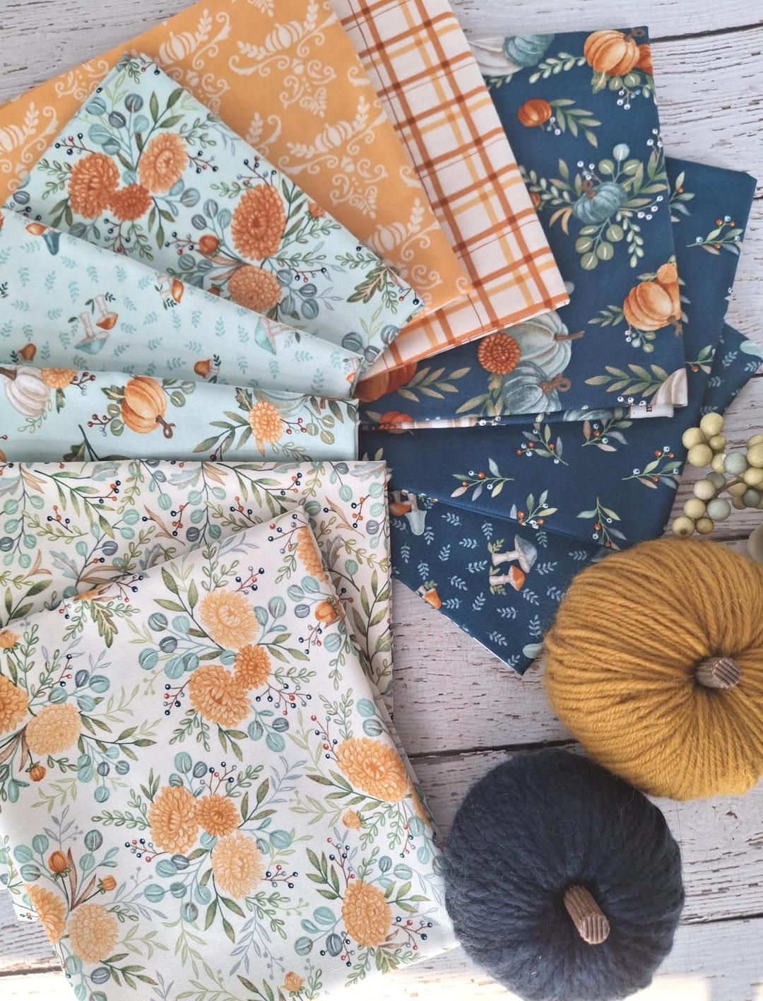 I LOVE FALL Most of All Deb Strain Pumpkin Blue Fall Fabric Moda ...