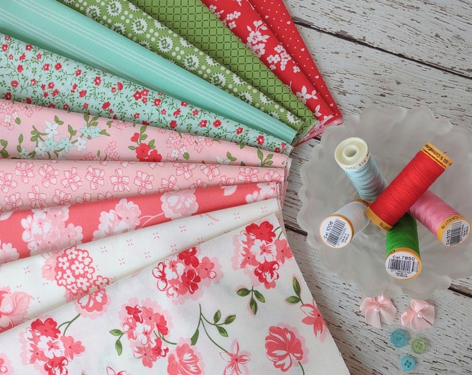 CASCADE 3 Sisters Moda Fabrics Blue Navy Beige White Floral Fabric ...