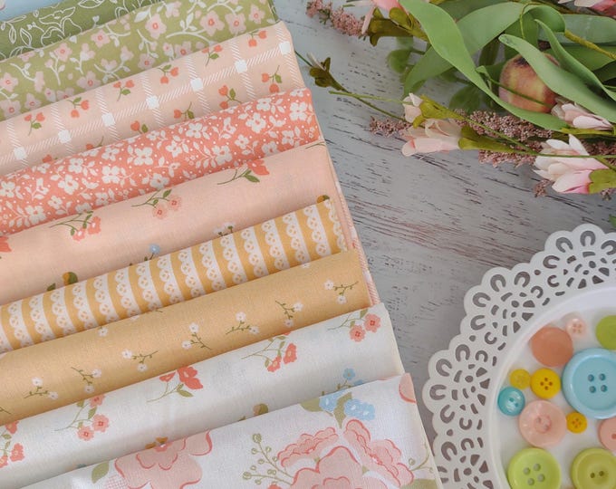 CASCADE 3 Sisters Moda Fabrics Blue Navy Beige White Floral Fabric ...