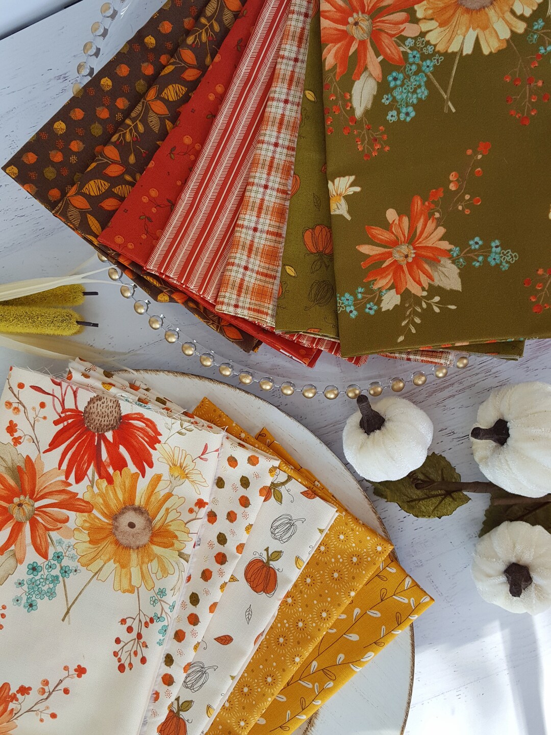 ADEL IN AUTUMN Sandy Gervais Fall Pumpkin Acorn Fabrics Quilting Cotton Riley Blake Designs ~ 12 ...