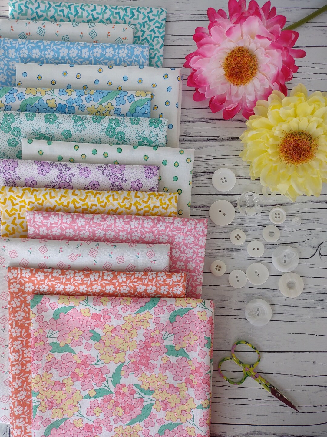 AT THE COTTAGE by Debbie Beaves Pastel 30's Repro Feedsack Fabrics From ...