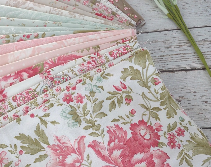 RUE 1800 by 3 Sisters for Moda Fabrics Pastel Jacobean Fabric Shabby ...