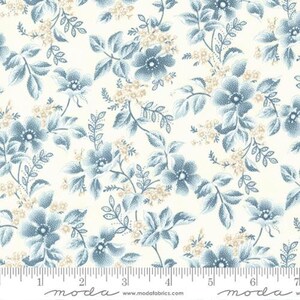 CASCADE 3 Sisters Moda Fabrics Blue Navy Beige White Floral Fabric ...