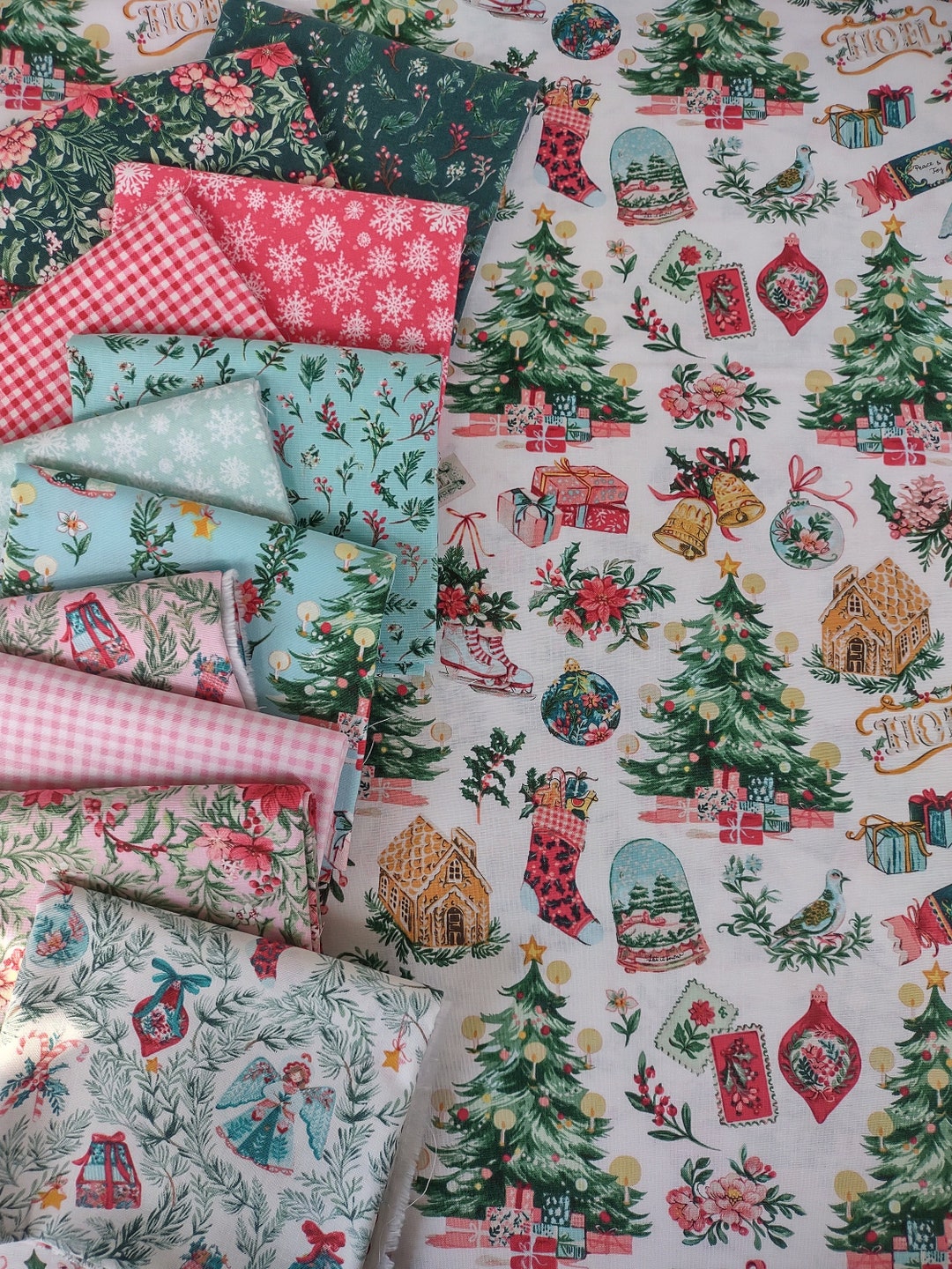 NOEL Vintage Christmas Fabric Clare Therese Gray Windham - Etsy