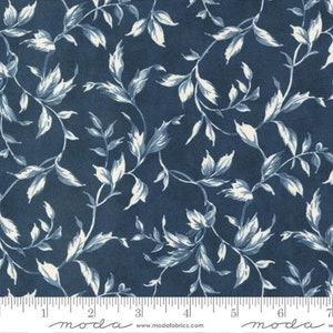 CASCADE 3 Sisters Moda Fabrics Blue Navy Beige White Floral Fabric ...