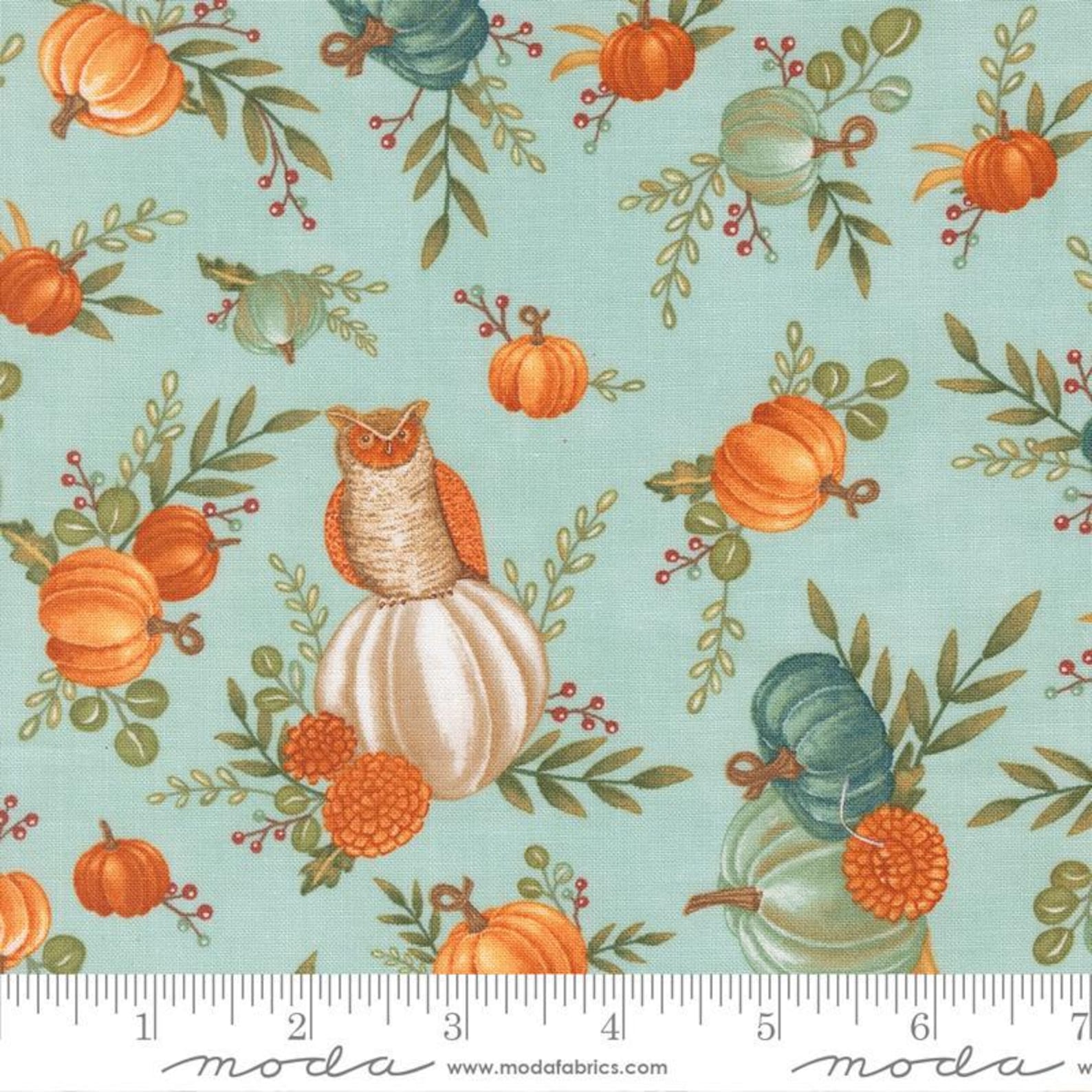 I LOVE FALL Most of All Deb Strain Pumpkin Blue Fall Fabric Moda ...