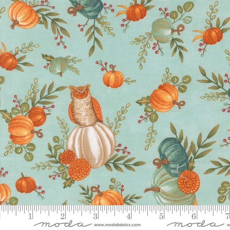 I LOVE FALL Most of All Deb Strain Pumpkin Blue Fall Fabric Moda ...