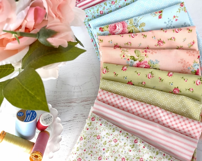 ELLIE by Brenda Riddle Moda Fabric Shabby Chic Cotton Soft Pastel Pink ...