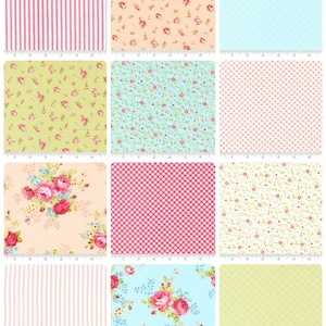 ELLIE by Brenda Riddle Moda Fabric Shabby Chic Cotton Soft Pastel Pink ...