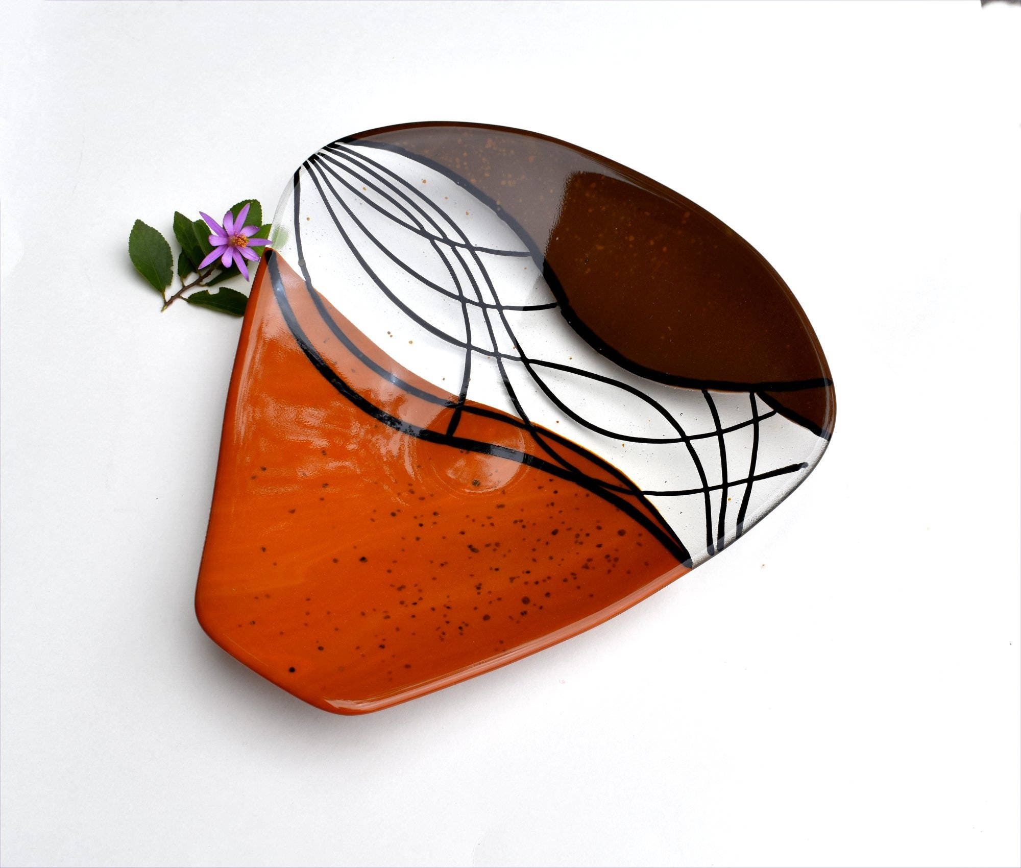 Fused Glass Art Plate, Vase Shaped, Brown, Dark Brown, Clear - Etsy