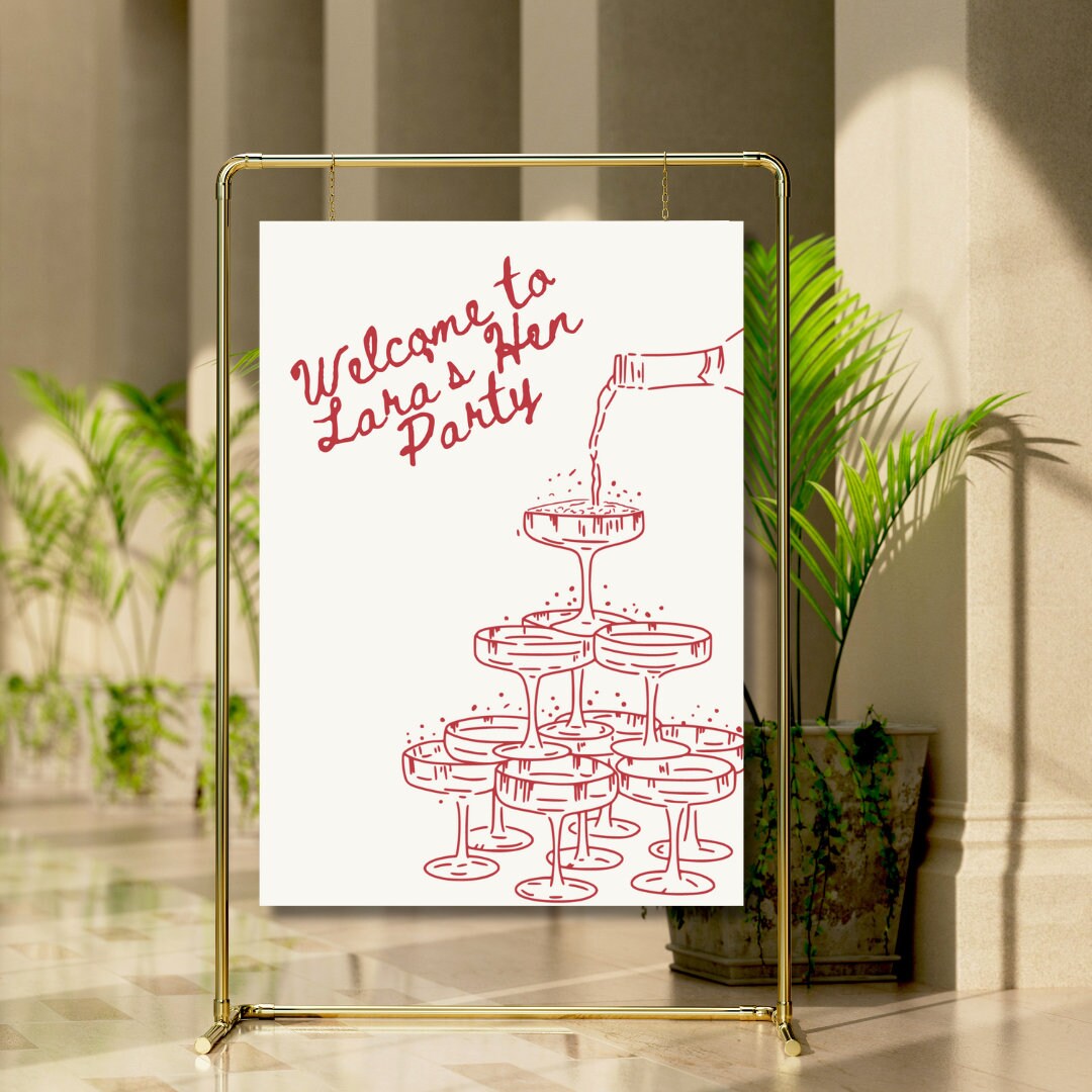 Champagne Celebration Welcome Sign | Editable Canva Template | Fun ...