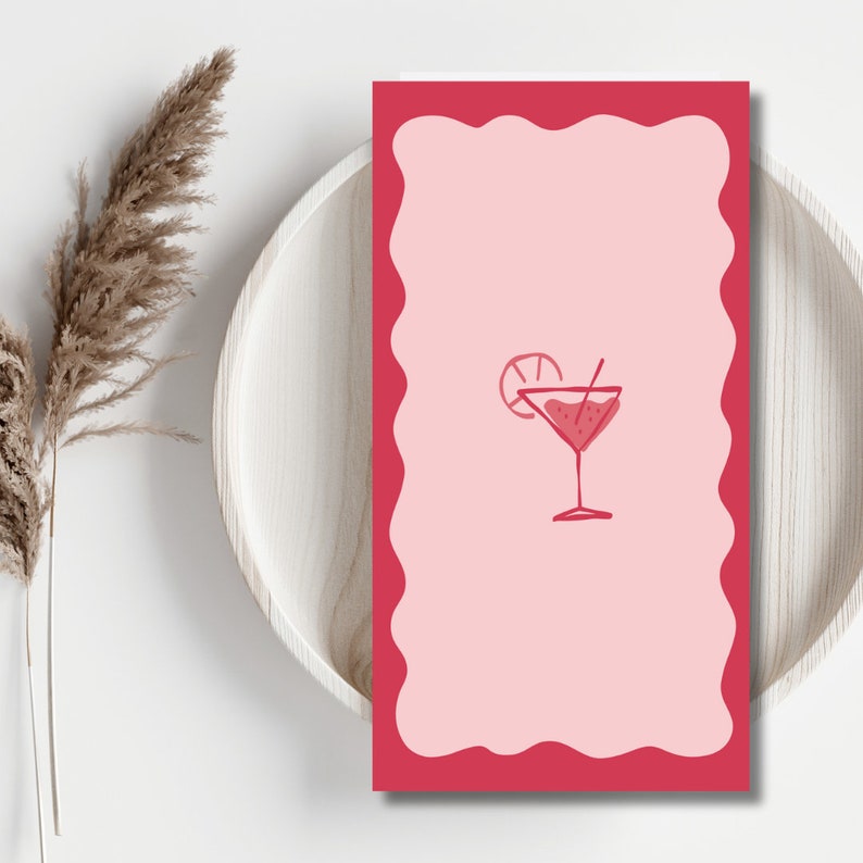 Pink Wavy Menus - Editable Canva Template - Hen Do / Wedding - Funky ...