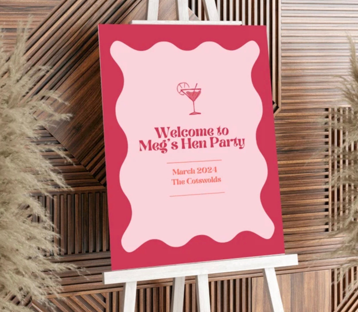 Funky Pink Wavy Frame Event Template Bundle | Welcome Sign, E-invite ...