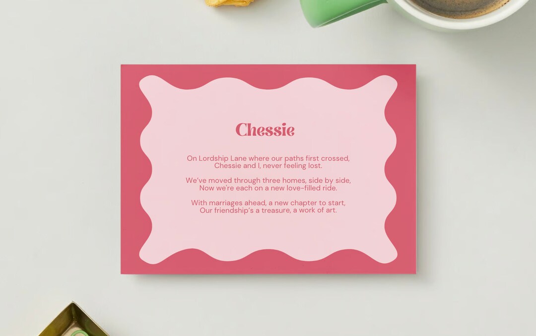 Pink Wavy Poem Cards Editable Canva Template Hen Do Disco Theme ...