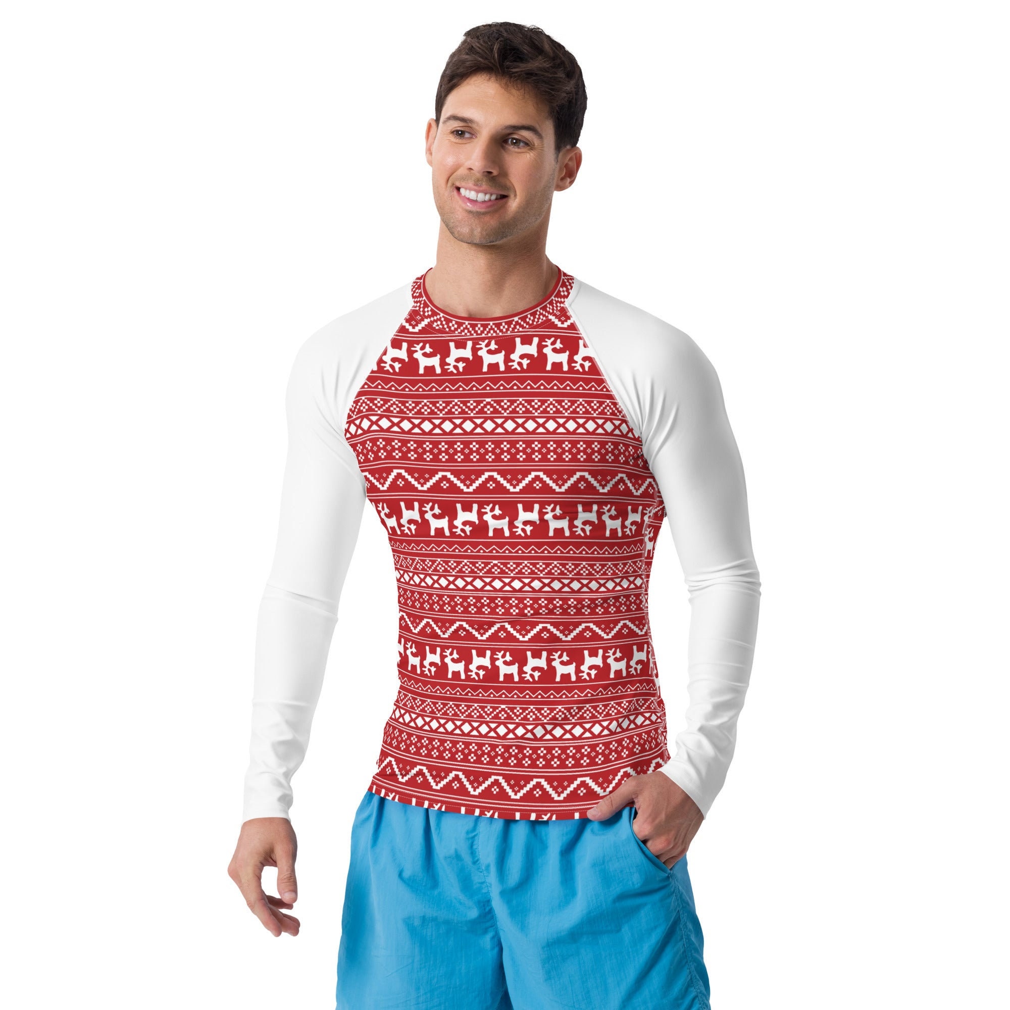 Christmas Men's Rash Guard Red, Rash Guard Shirt, Men, Swimming ...