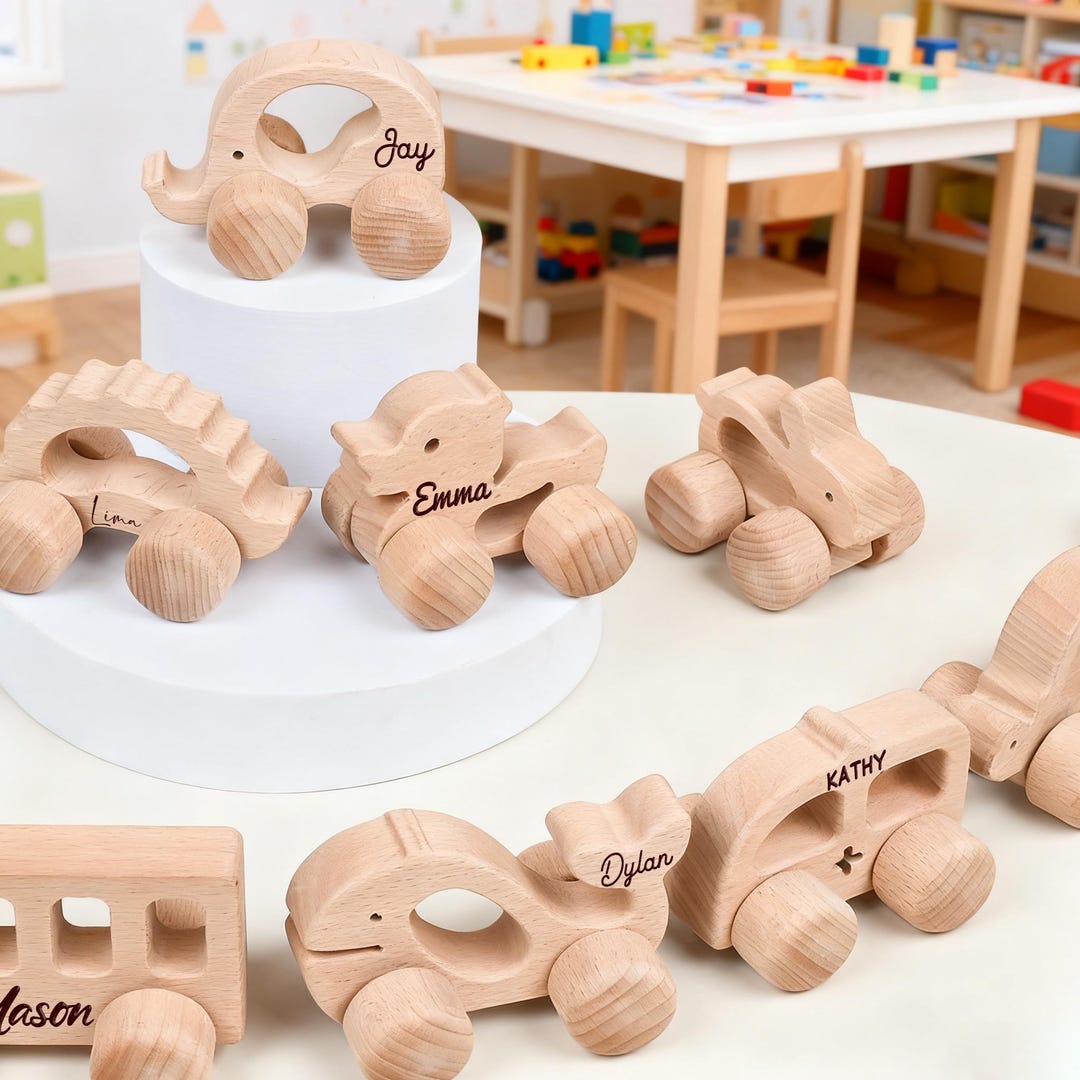 Custom Name Wooden Toy Car, Personalized Christening Gift, First ...
