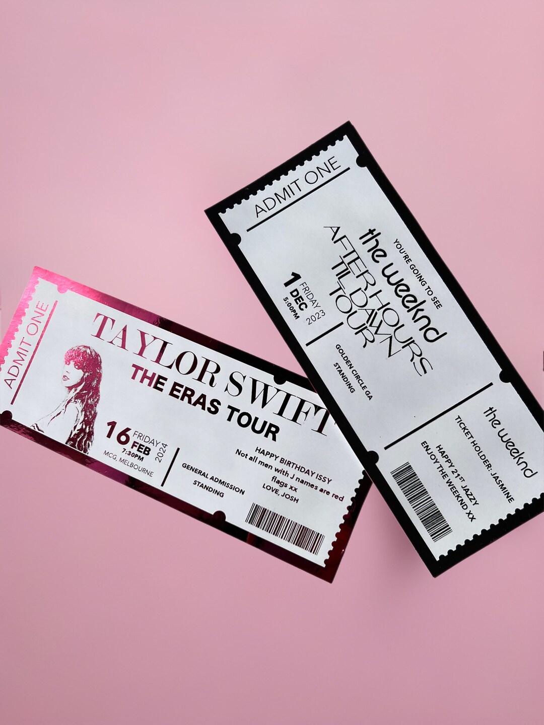 FOIL CONCERT TICKETS, Customised Fake Foil Concert Tickets - Etsy