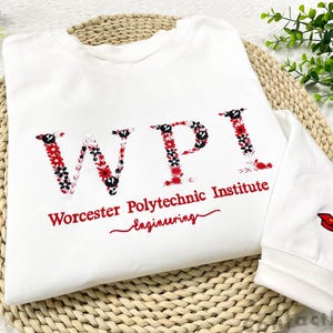 WPI Custom College Floral Embroidered Sweatshirt, Floral Letter ...