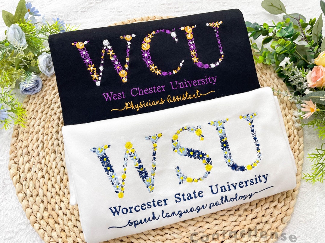 WCU WSU Personalized Floral College Sweatshirt, Custom Floral Letter ...