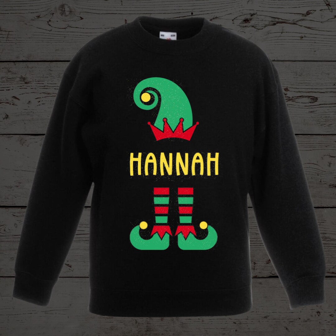 Mens Personalised Elf Jumper With Custom Name Festive Holiday Sweater ...