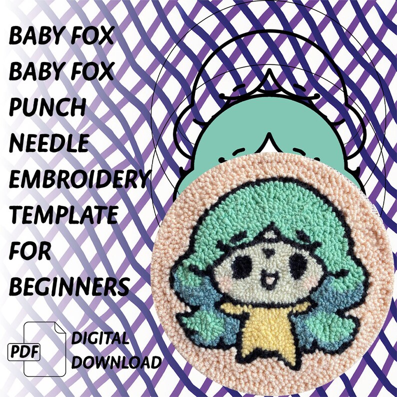 Punch Needle PDF Digital Pattern, Baby Fairy Punch Needle Mug Rug ...