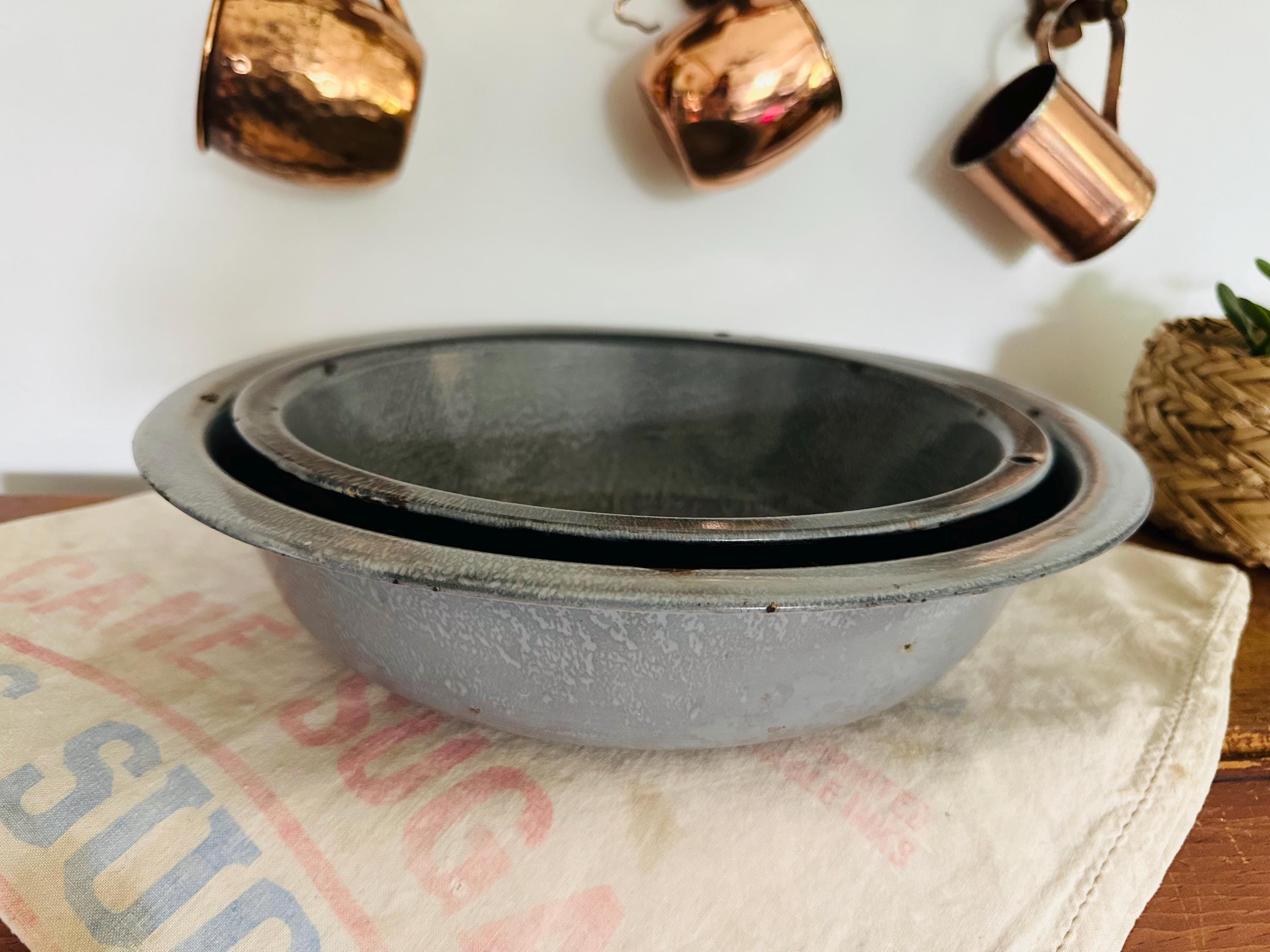 Vintage Graniteware Enamel Wash Basin your Choice Large Gray Enamel ...