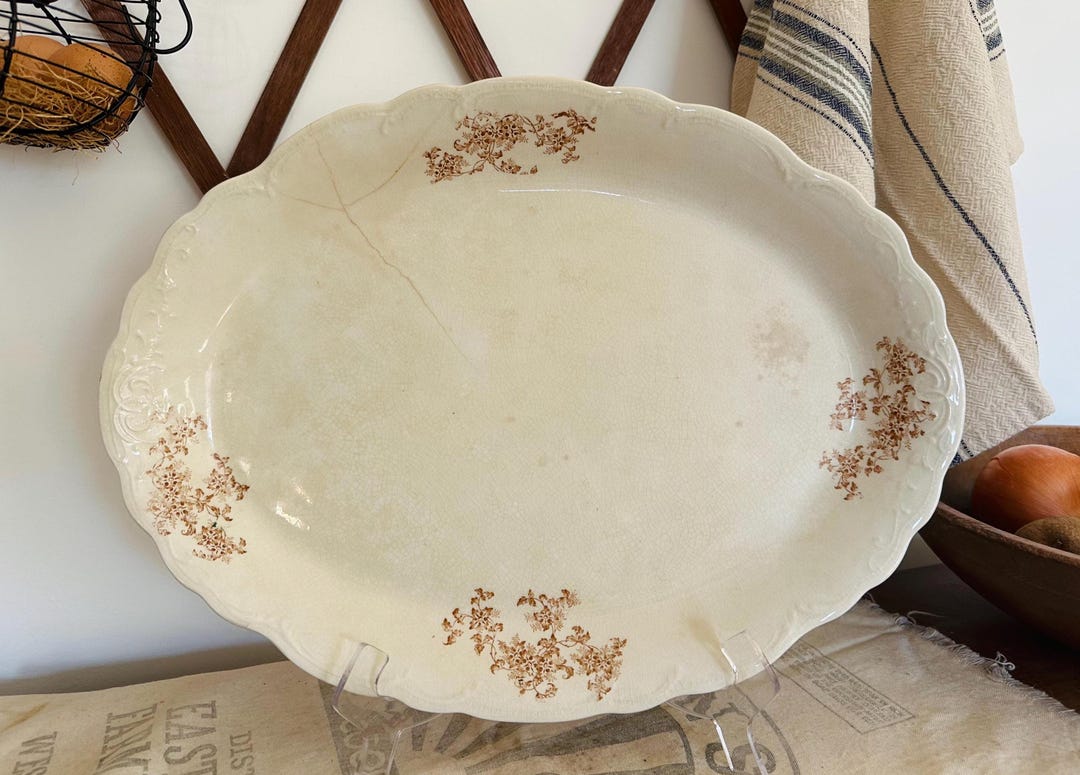 Antique 1800s Goodwin Pottery Semi-porcelain Scalloped Serving Platter ...