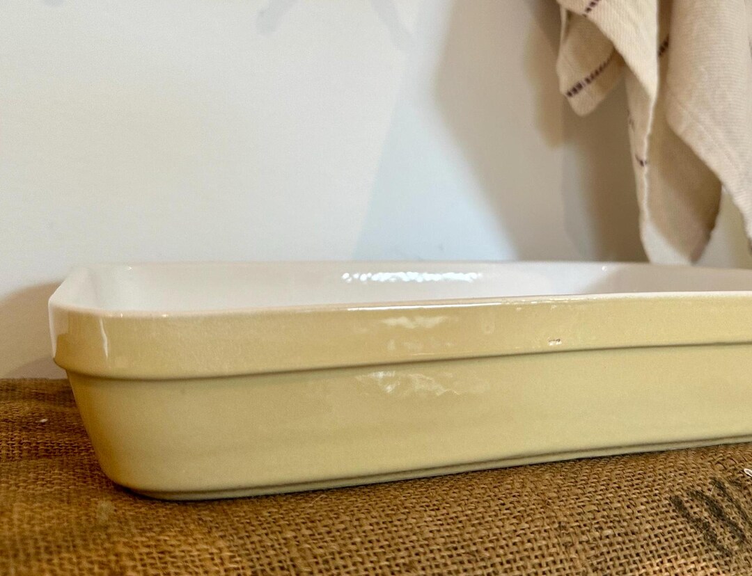 Vintage Ceramic Baking Dish, Yellow and White by Barbotina Vintage Rectangle Serving Dish ...
