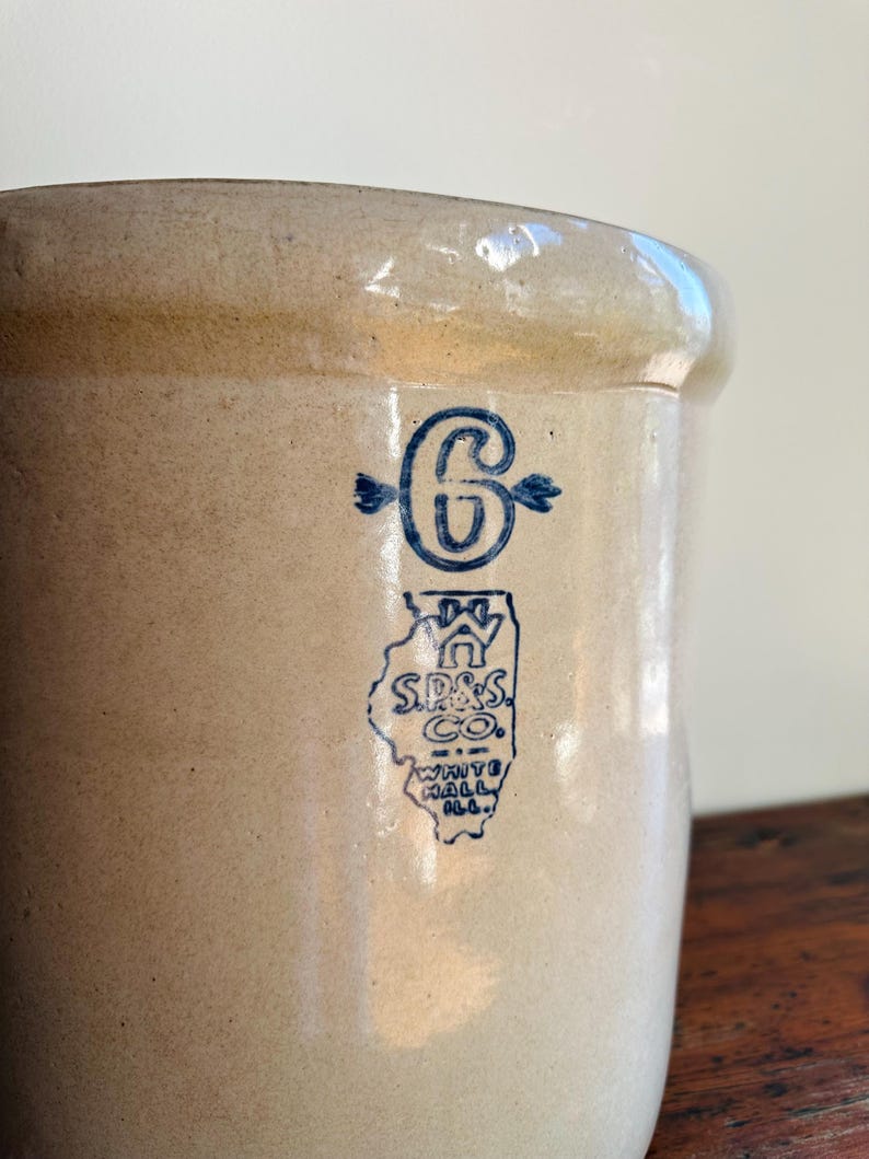 Antique 6 Gallon White Hall Crock | Sewer Pipe & Stoneware Company ...