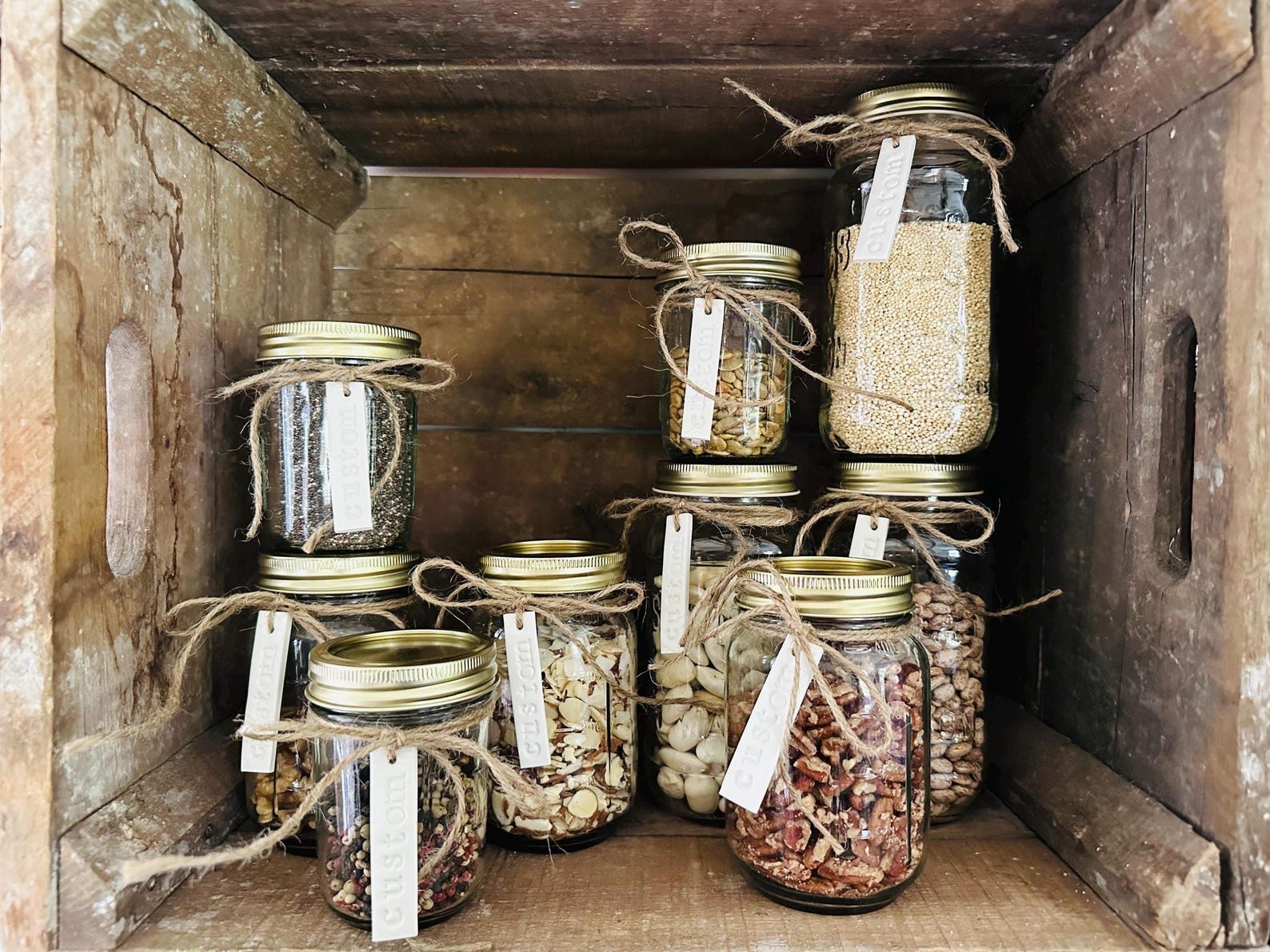 Set of 9 Farmhouse Style Glass Mason Jars 24oz, 16oz, 8oz With ...