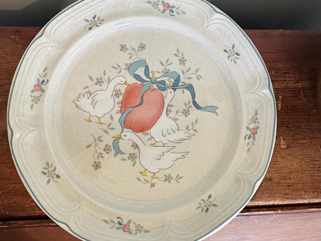 Vintage White Country Goose Stoneware Serving Platter/chop Plate in ...