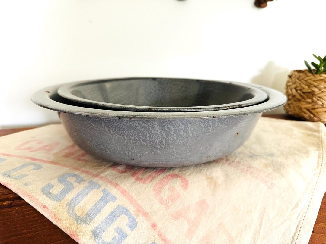 Vintage Graniteware Enamel Wash Basin your Choice Large Gray Enamel ...