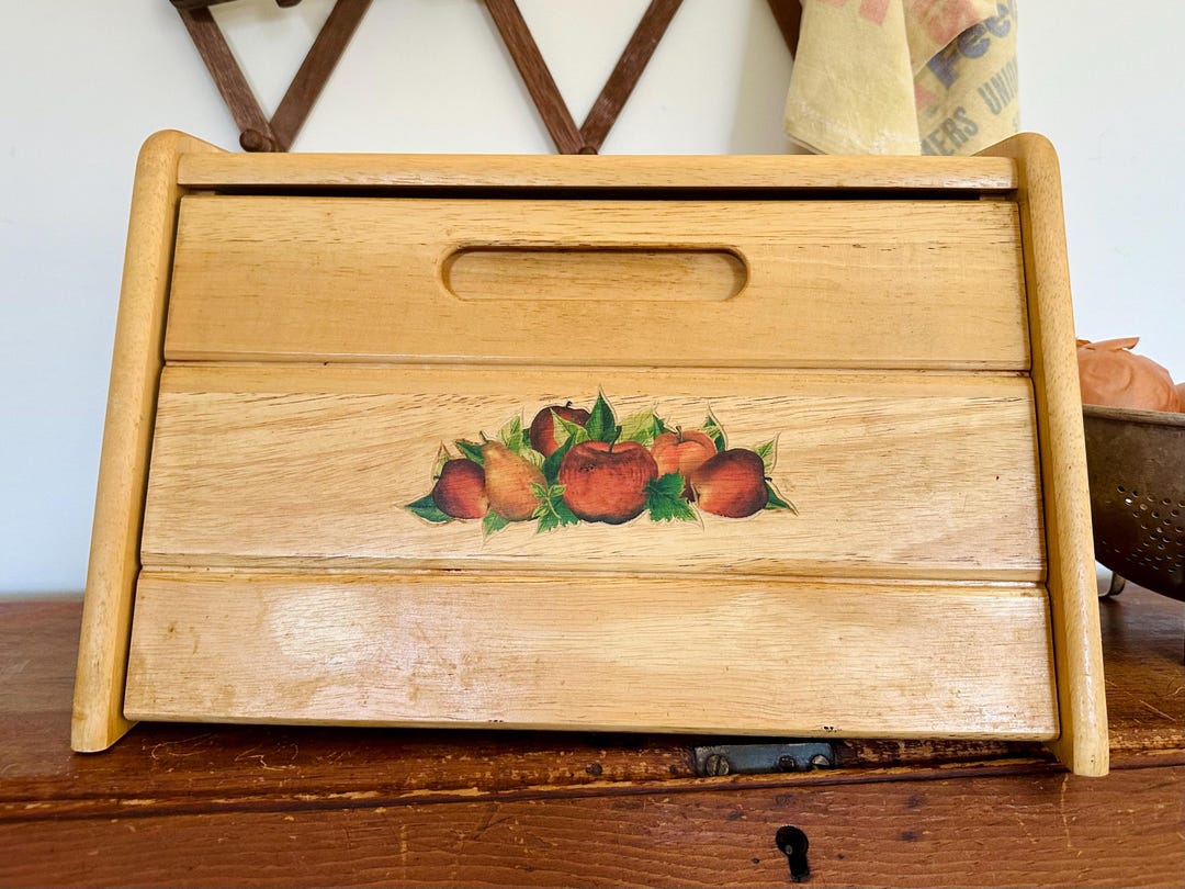 Vintage Bread Box | Wooden Pantry Box | Bread Keeper | 90s Country ...