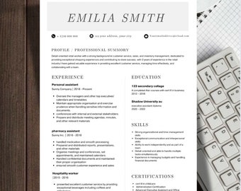 Digital Resume Template, Professional Resume, Fillable PDF, Instant ...