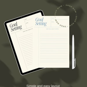 Goal Setting Template, Digital Goal Planner, Goal Setting Worksheet ...