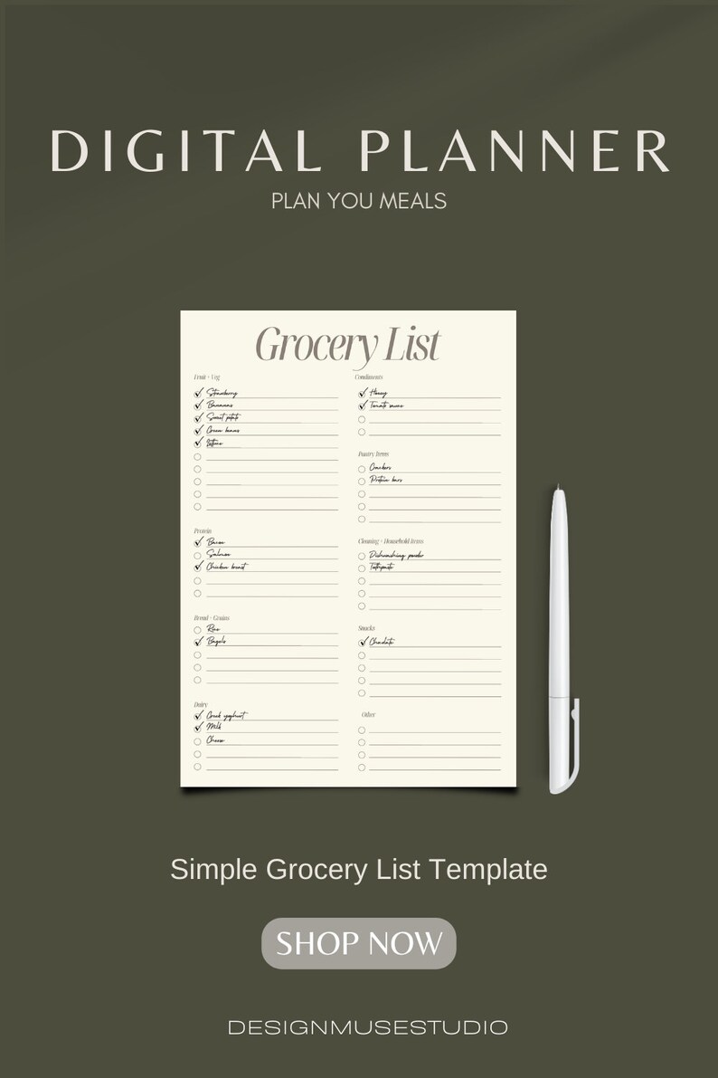 Digital Meal Planner, Meal Prep Template, Meal Planning Organizer, Meal ...