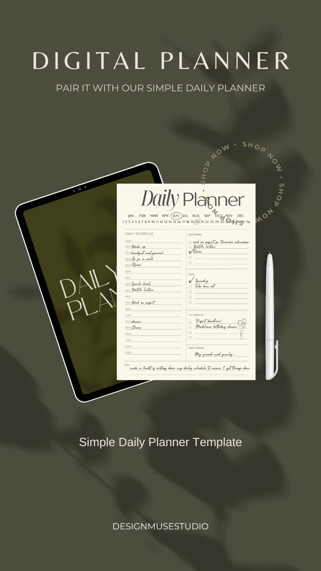 Simple Digital Planner, Daily Planner, Downloadable Digital Daily ...