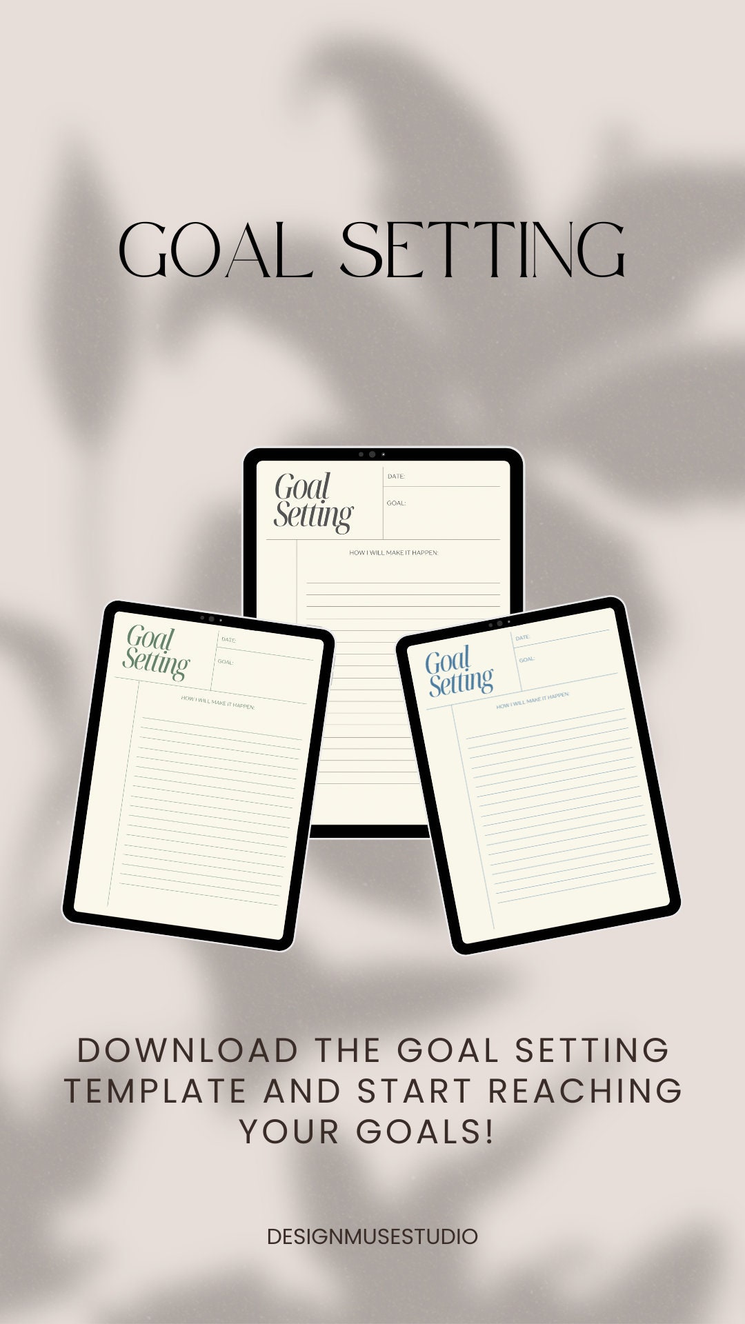 Goal Setting Template, Digital Goal Planner, Goal Setting Worksheet ...