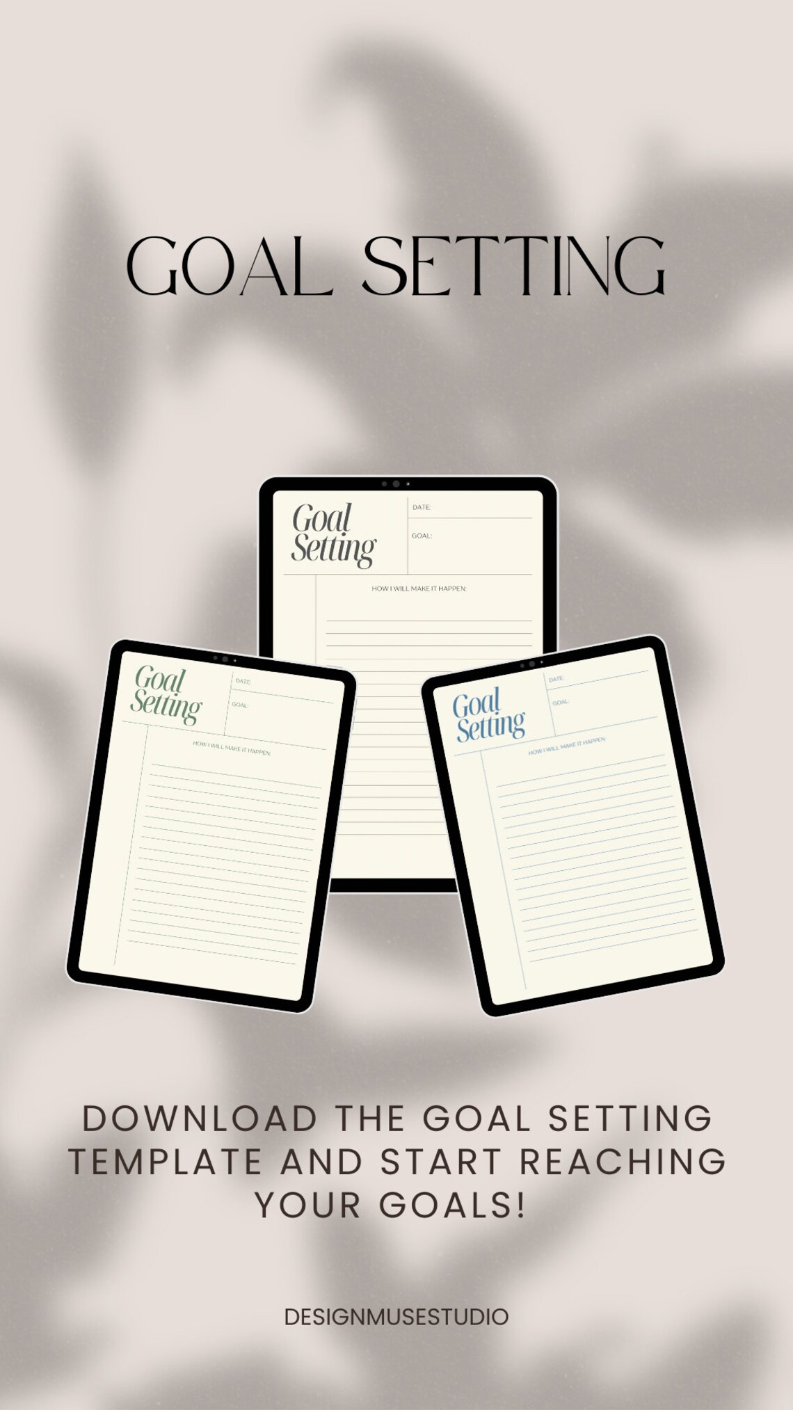 Goal Setting Template, Digital Goal Planner, Goal Setting Worksheet ...