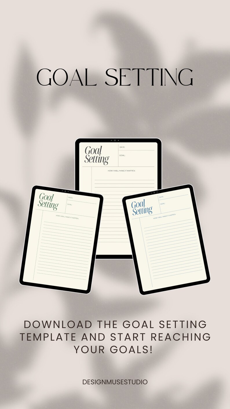 Goal Setting Template, Digital Goal Planner, Goal Setting Worksheet ...